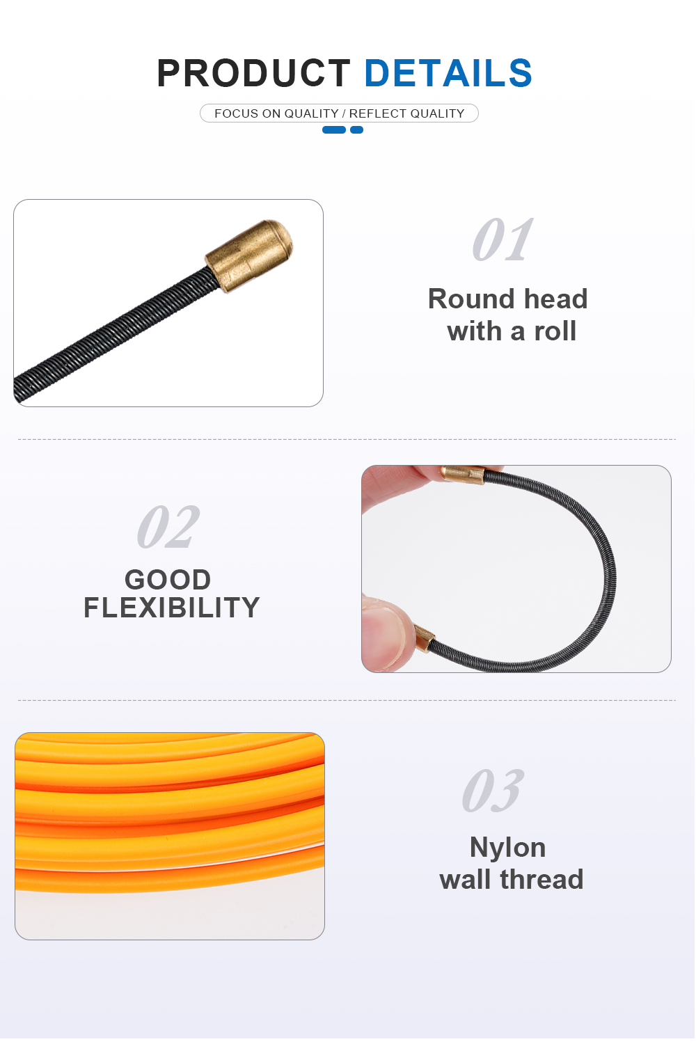 3mm 5-50M Fiberglass Cable Puller Electric Cable Guide Device ...