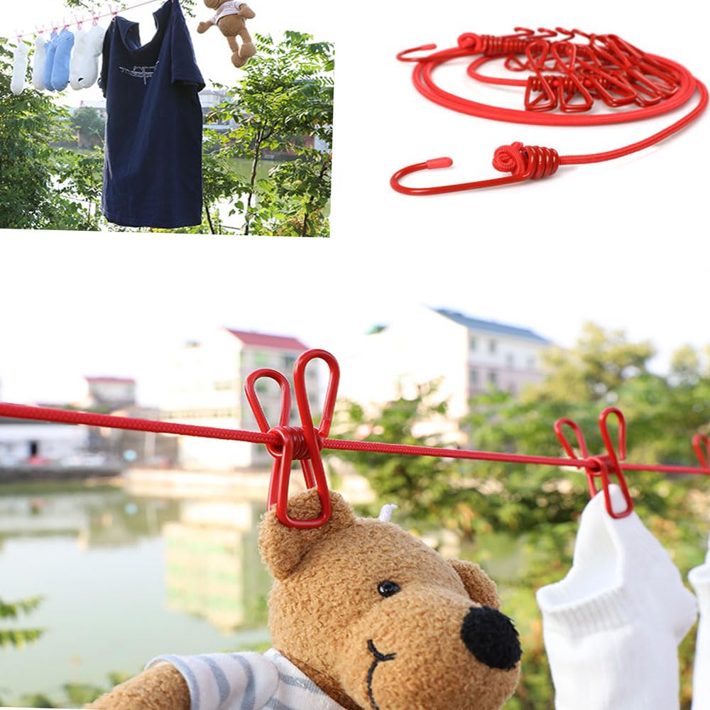 Portable Clothing Clothesline with 12 Clips Retractable Laundry Dryer ...