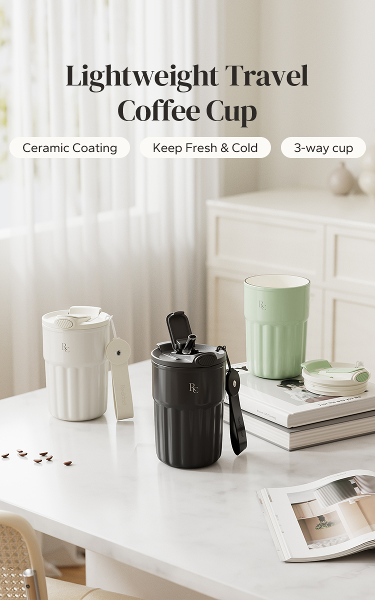 Redchef 400ml Ceramic Liner Coffee Cup with Straw Flask Hot And Cold ...