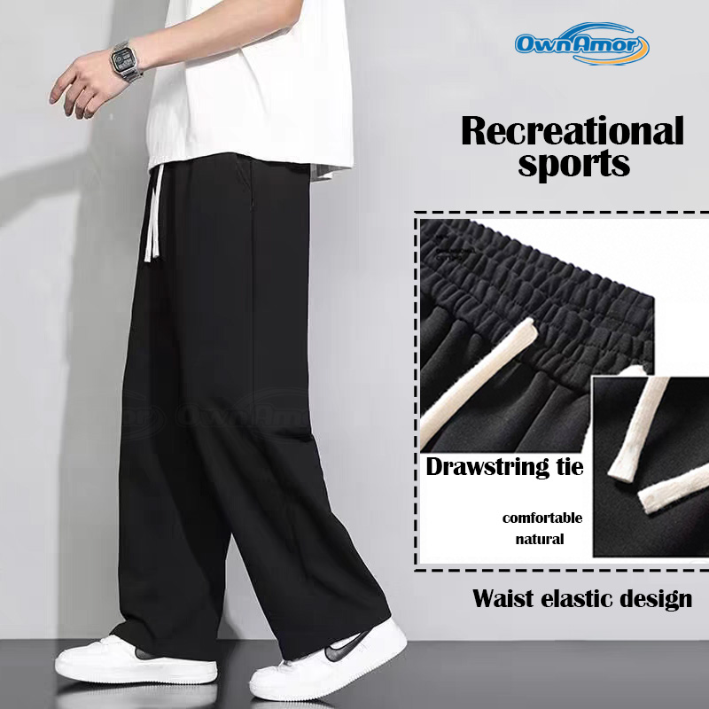 【M-8XL】Long Pants Men Plus Size Thin & Straight Leg Loose Casual Pants ...