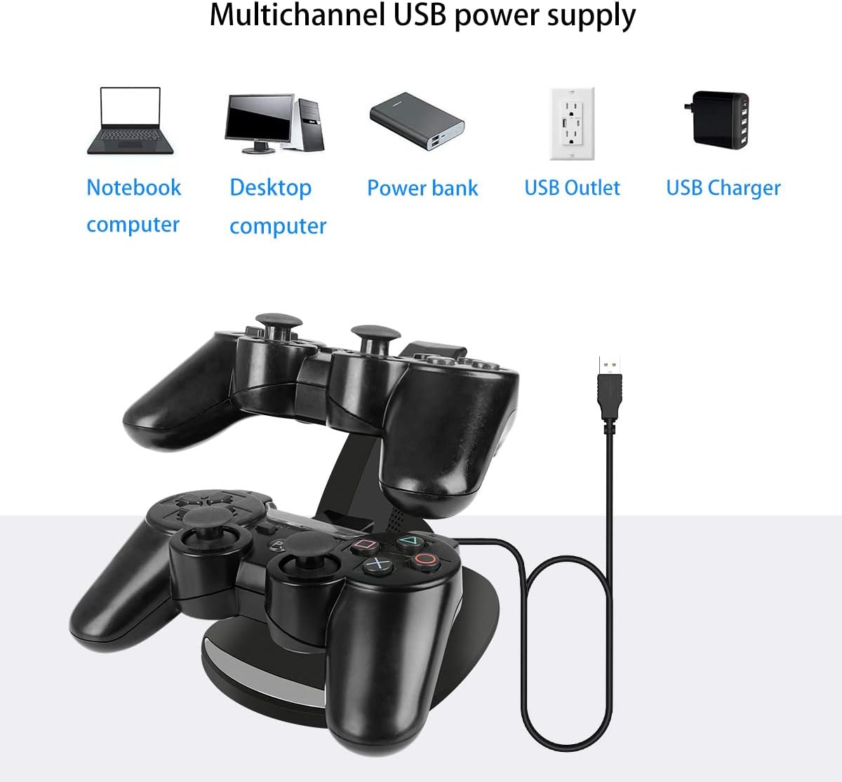 Dual Controller Stand Charger DualShock Charging Station with LED for ...