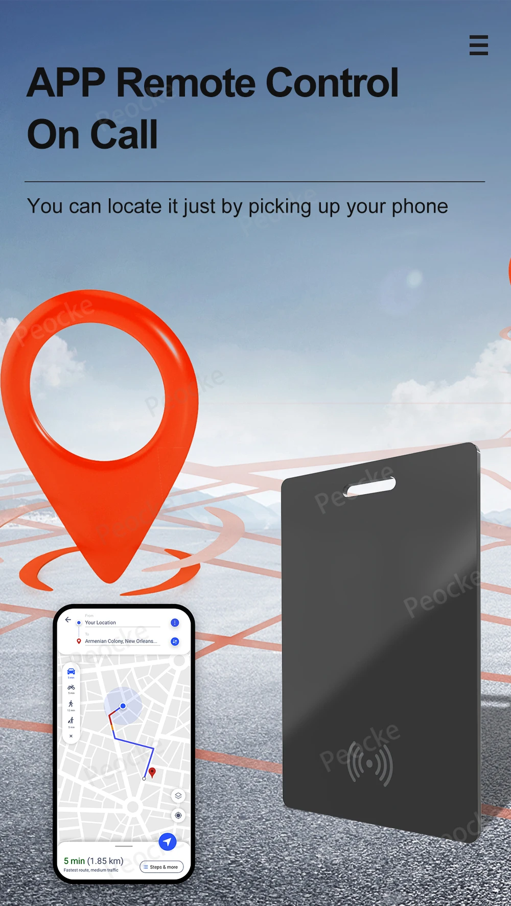 GPS Tracker Wallet Tracking Card Locator Car Key Pet Kids Finder Smart ...