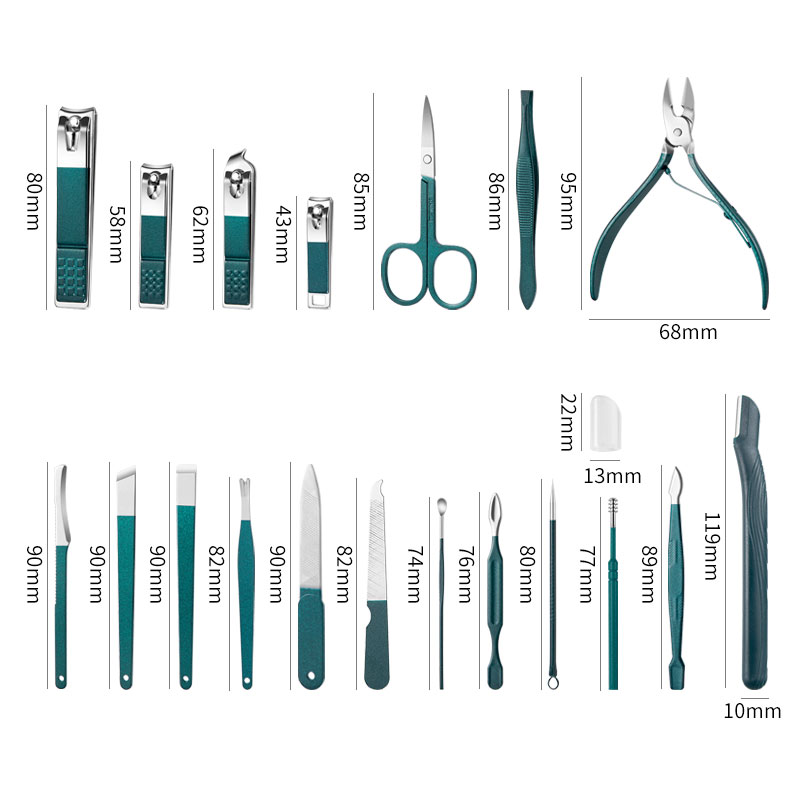 18Pcs Stainless Steel Nail Cutter Clipper Scissor Tweezer Spoon Care ...