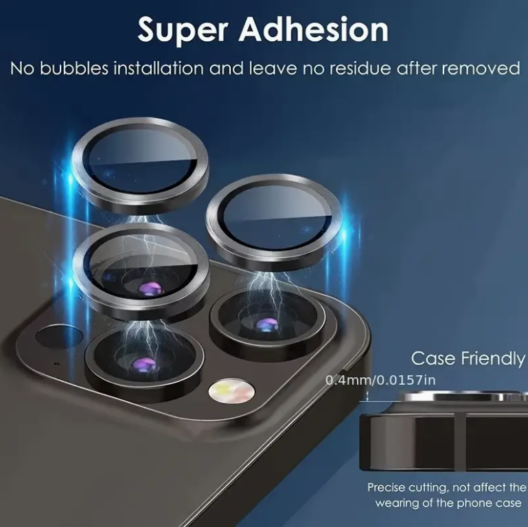 Easy Install Titanium Camera Lens Protector For iPhone 16 15 14 13 12 ...