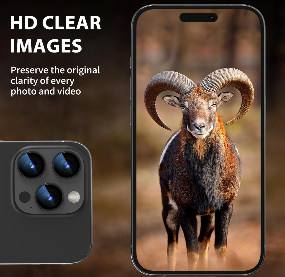 Easy Install Titanium Camera Lens Protector For iPhone 16 15 14 13 12 ...