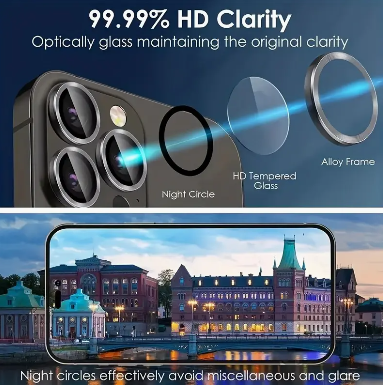 Easy Install Titanium Camera Lens Protector For iPhone 16 15 14 13 12 ...