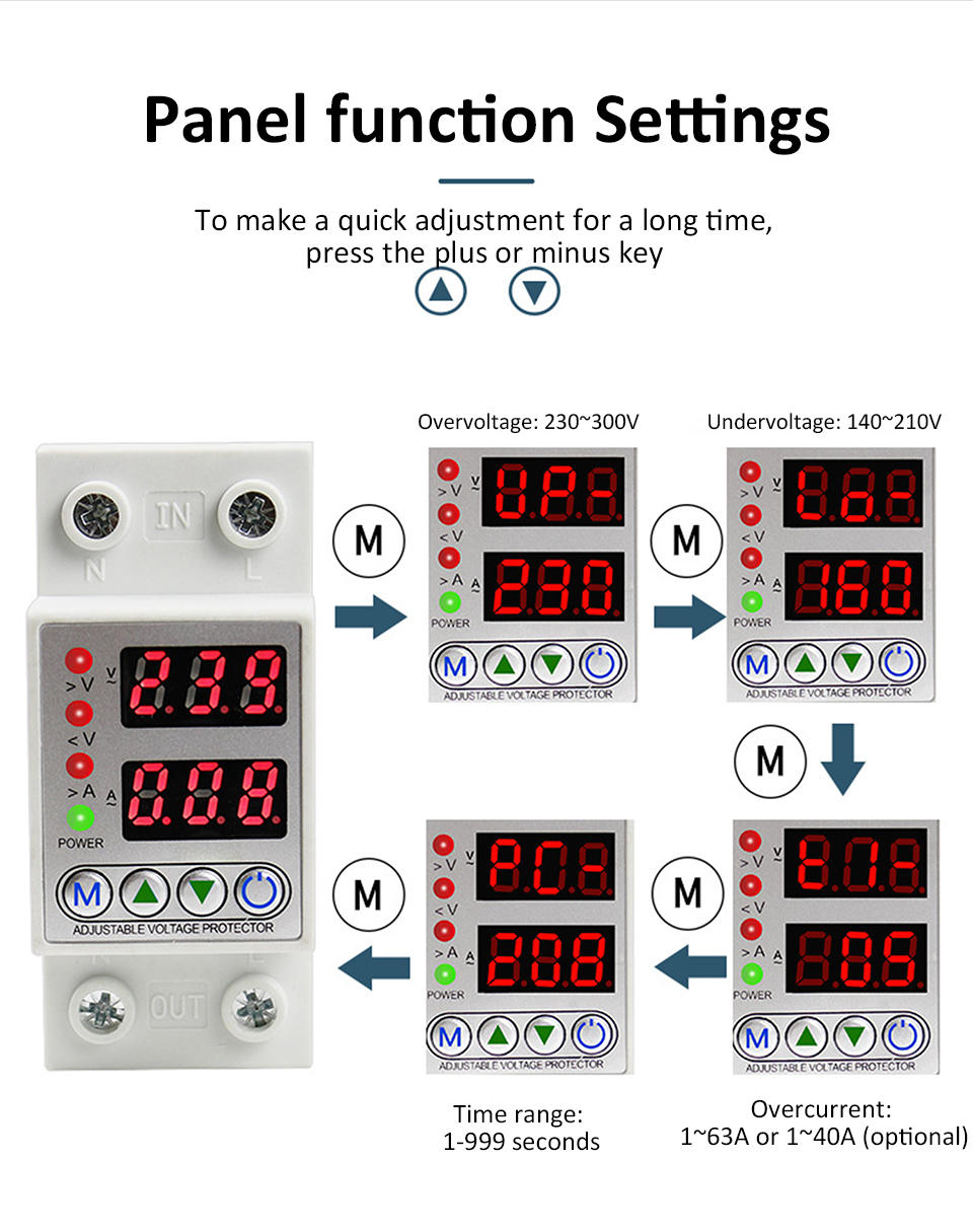 Power Protection Device Dual Display Over Under Voltage Protector AVP ...