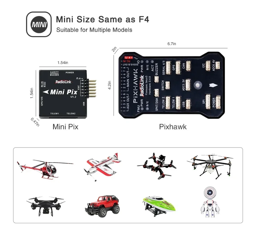 Radiolink New Mini PIX V1.2 Flight Controller M10N GPS TS100/SE100 GPS ...
