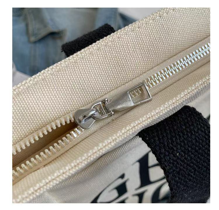 New High-class Sense Large Capacity Letter Canvas Bag Fashion Zipper ...