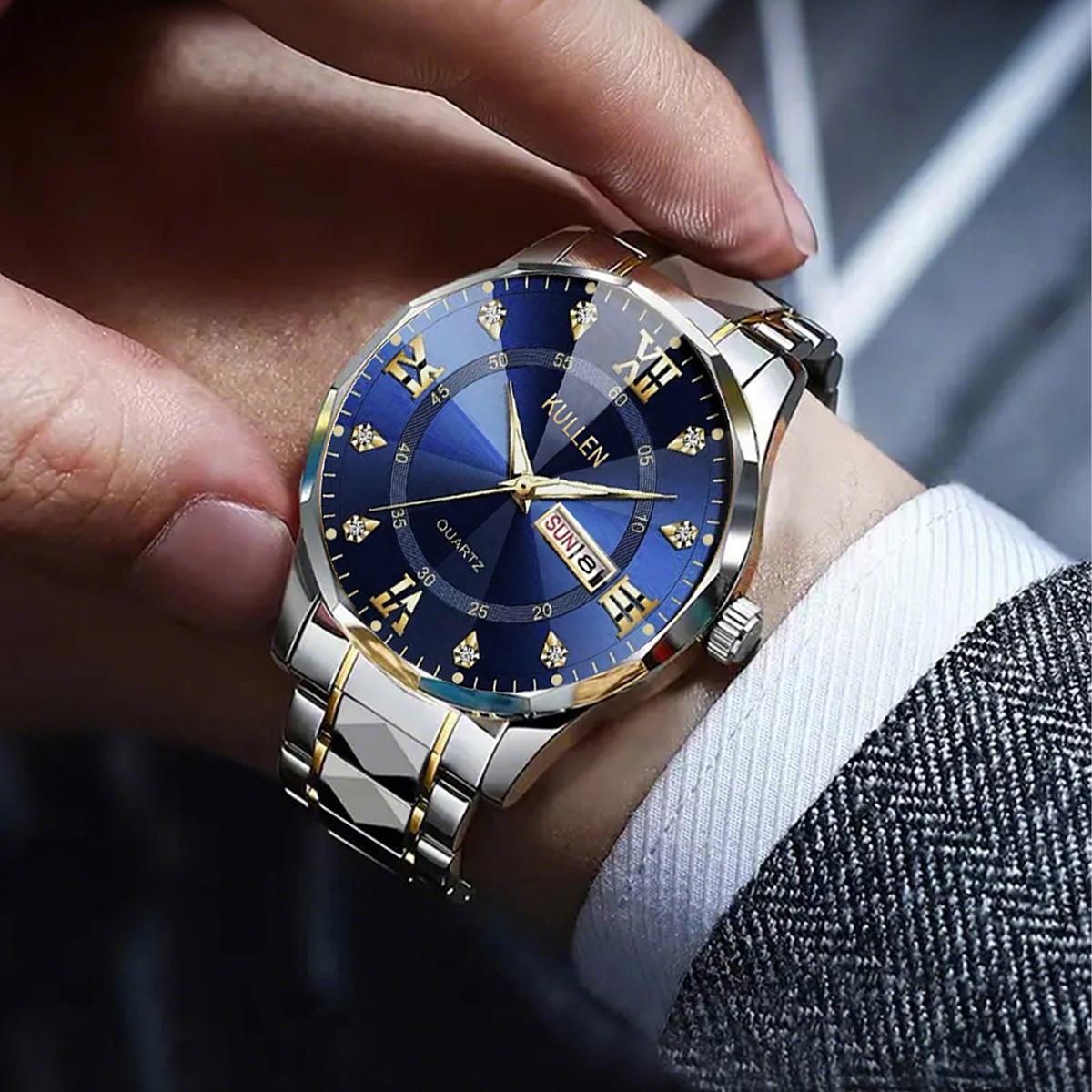 POSHI Premium Men's Watch: Elegant Dual Calendar, Waterproof, Stainless ...