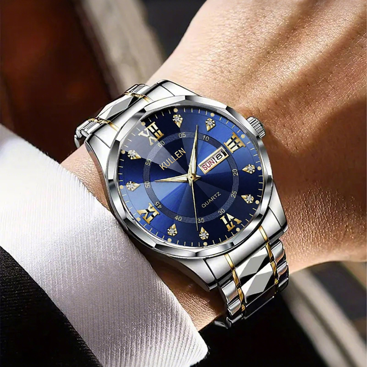 POSHI Premium Men's Watch: Elegant Dual Calendar, Waterproof, Stainless ...