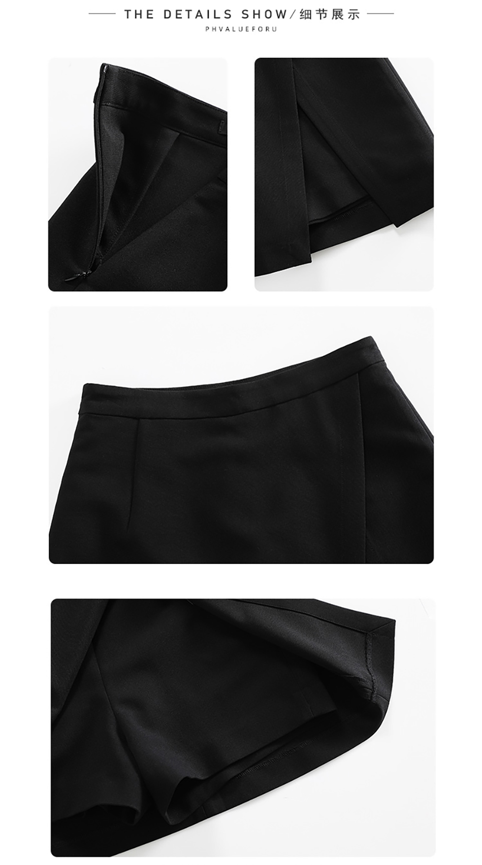 Slim-Fit Slit Mini Skirt New Trend Anti-Exposure Slit Design Pants Suit ...