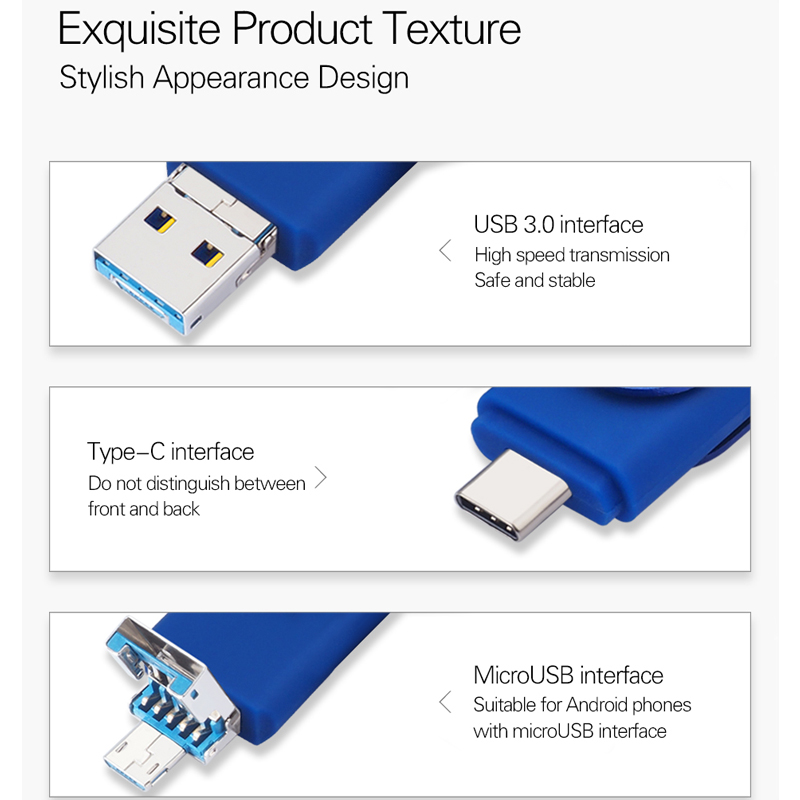 TYPE-C Three-in-One Flash Drive 8GB/16GB/32GB/64GB/128GB/256GB/512GB ...