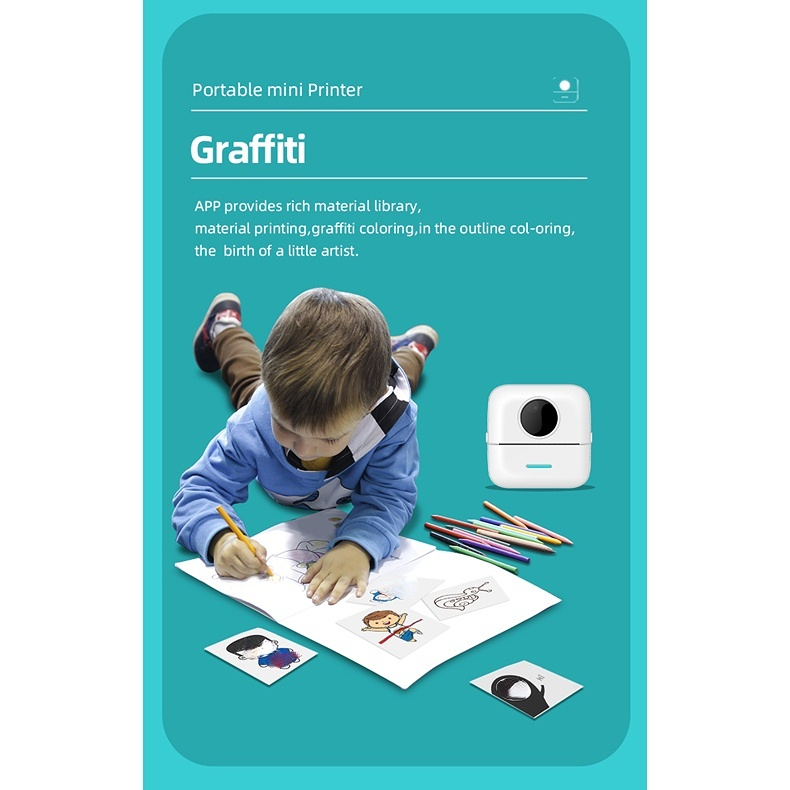 Mini Portable Printer Thermal Pocket Wireless Bluetooth Android IOS ...