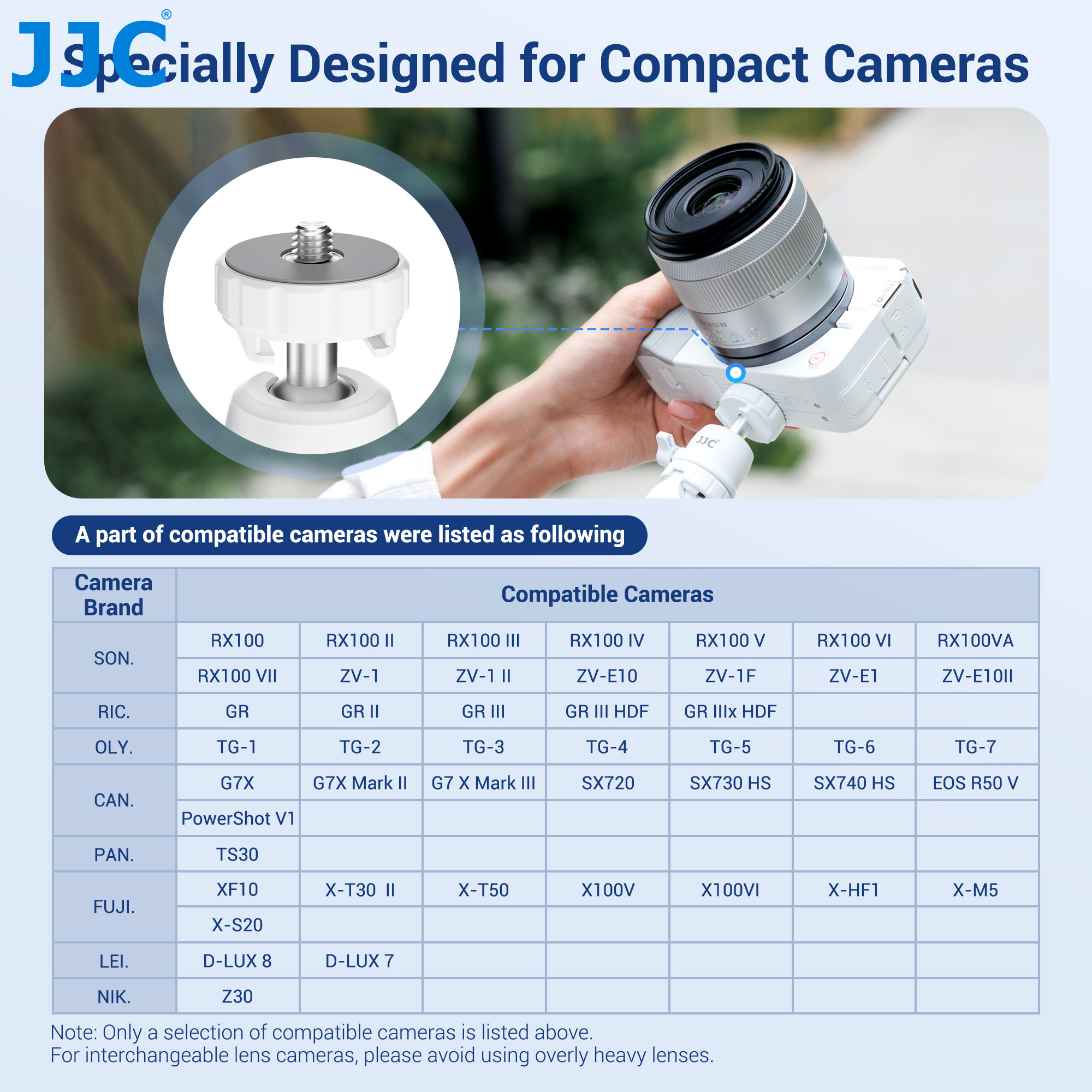 JJC Mini Tripod Grip with 1/4"- 20 Thread Socket & Cold Shoe Mount for ...