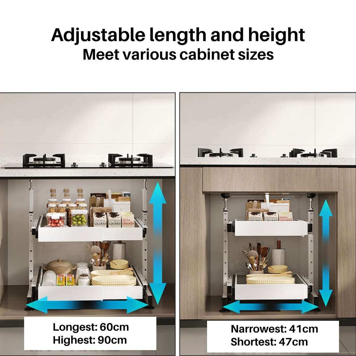 SimpleJoy 2Tier Layered Pull-out Retractable Basket Rack Drawer Kitchen ...