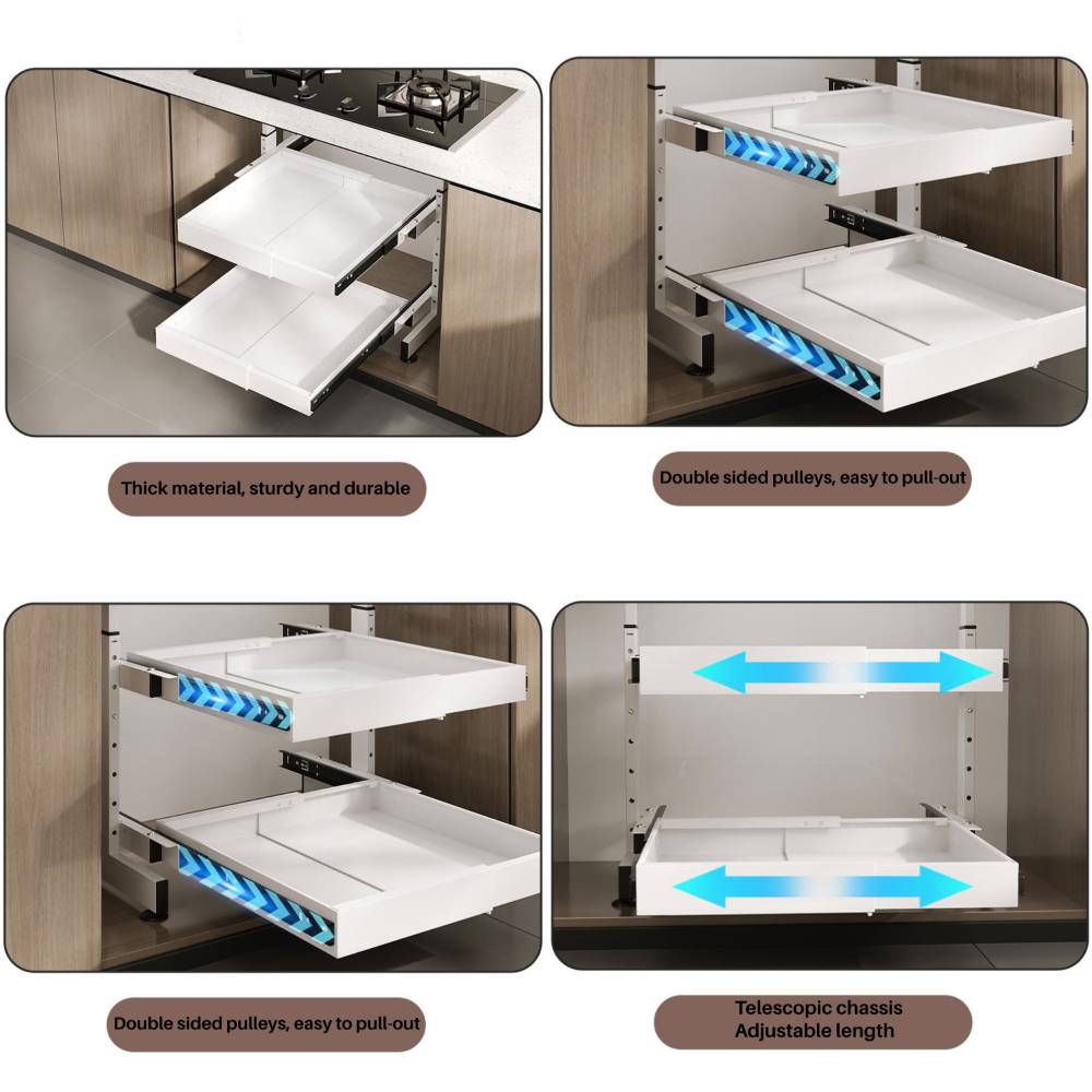 SimpleJoy 2Tier Layered Pull-out Retractable Basket Rack Drawer Kitchen ...