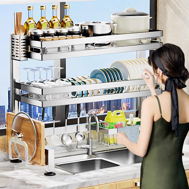 SimpleJoy 304 Stainless Steel Kitchen Sink Rack 1/2 Layers Over Sink ...