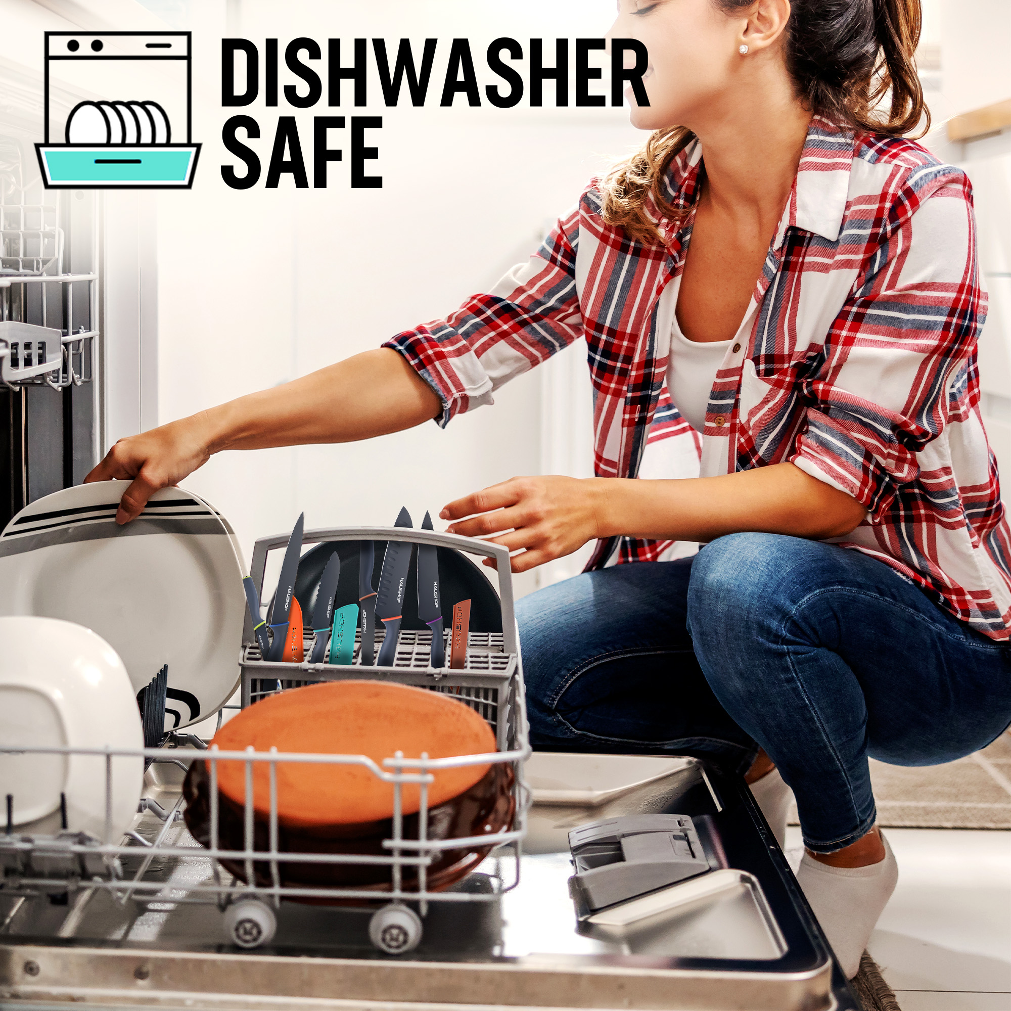 HAUSHOF 6PC Kitchen Knife Set with Blade Guards Multipurpose Stainless ...