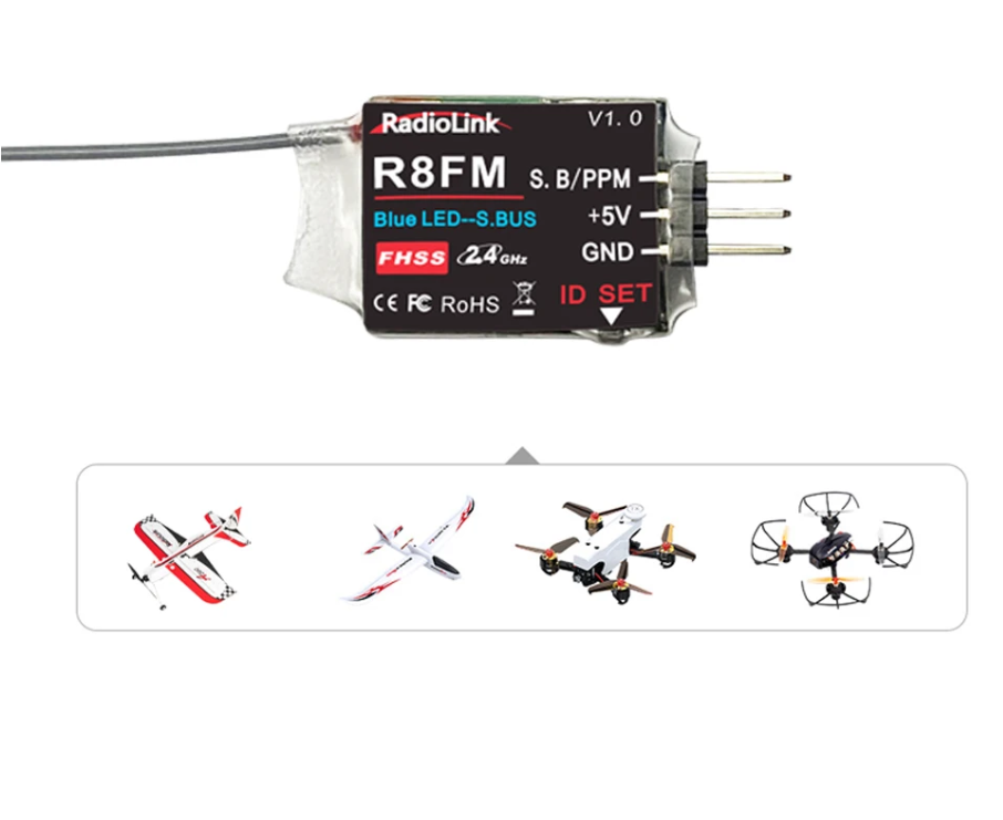 RadioLink R8EF R8FM 8 Channel Receiver For Long Range 2000 Meters With ...