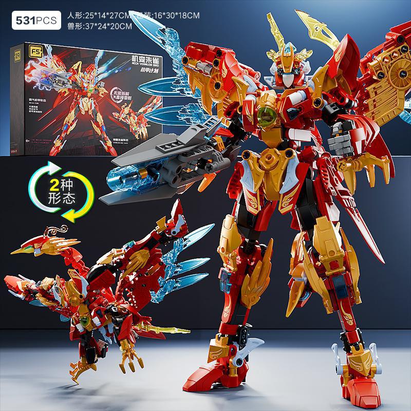 Green Dragon Mech Dual Form Building Blocks 504 Pcs JAKI Mecha Bricks ...