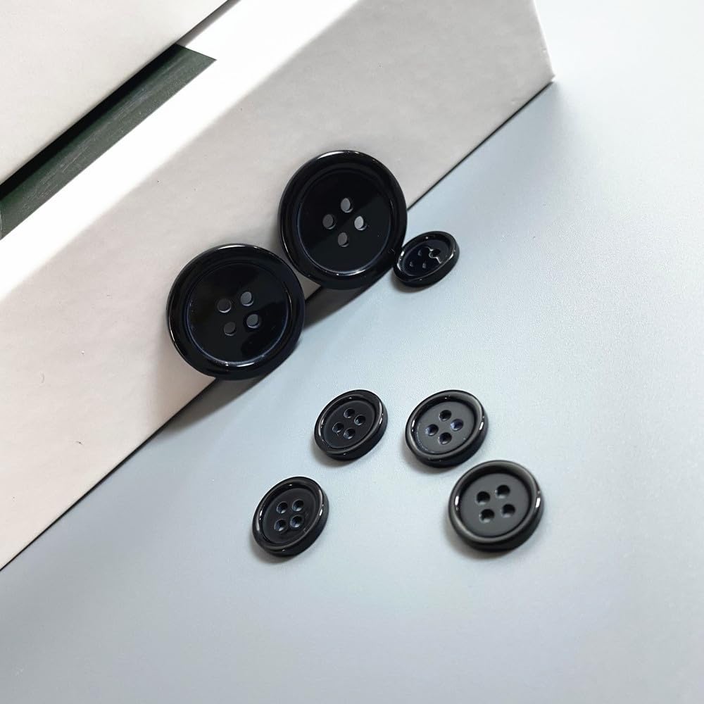 100Pcs Black/White Buttons Round Resin Buttons for Sewing 4-Hole Mixed ...