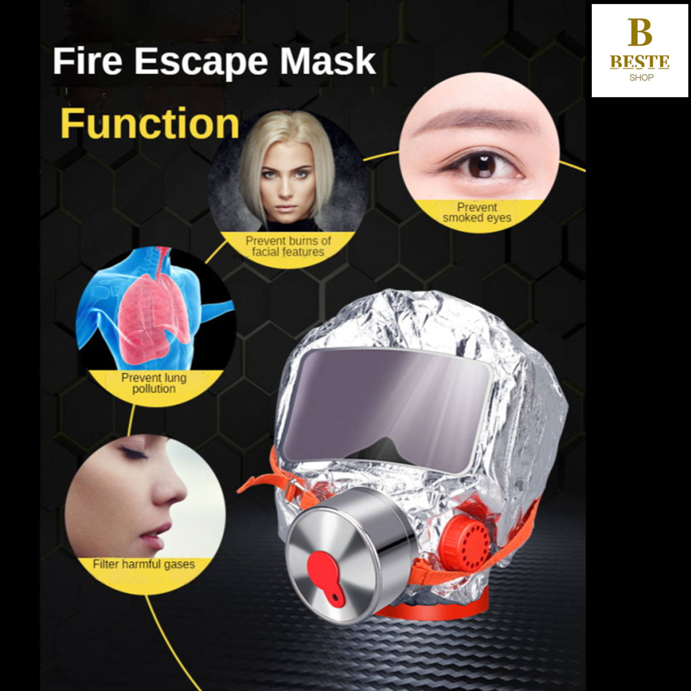 Fire Smoke Mask 3C Certification Gas Mask Hotel Household Fire Escape ...