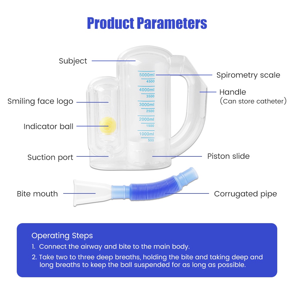 5000ml Single-Ball Breathing Trainer Lung Exerciser Incentive ...