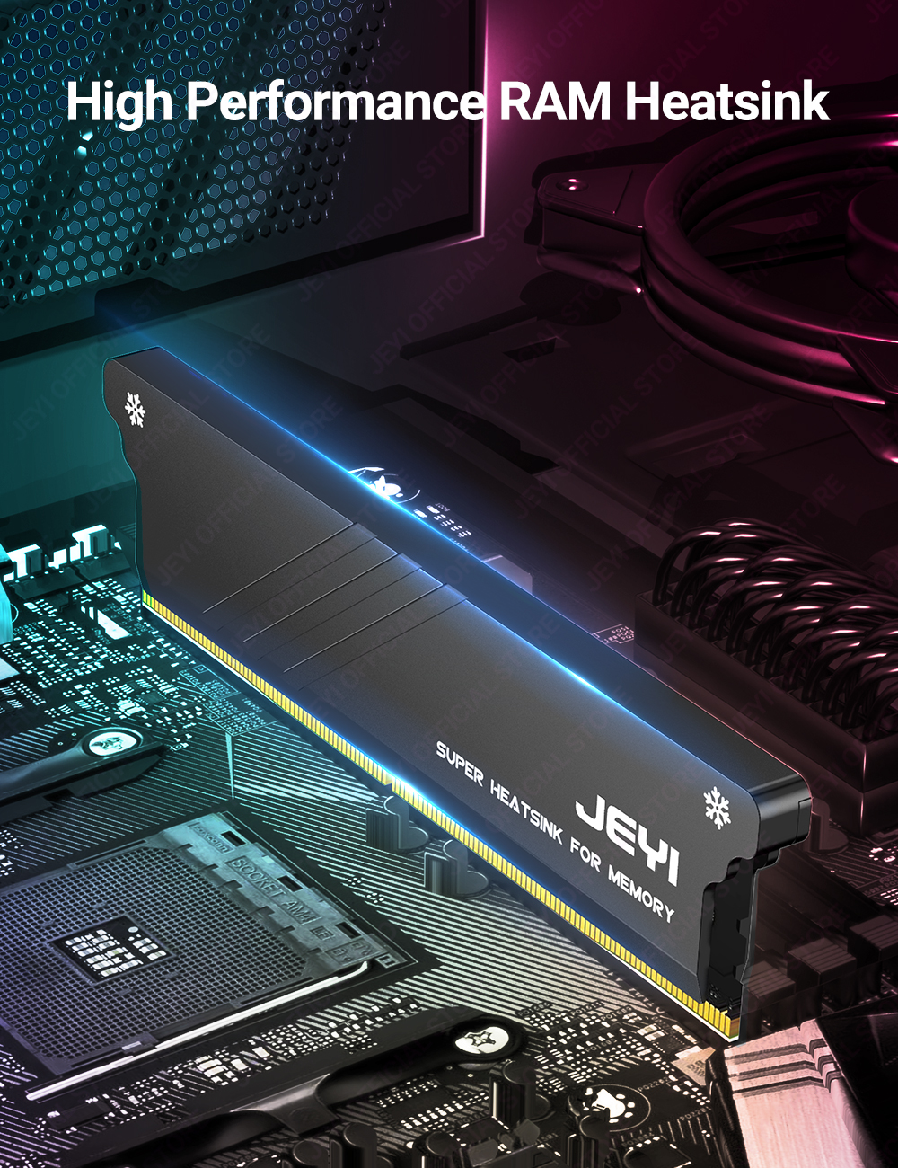 JEYI Memory RAM Heatsink With Thermal Pads, Desktop RAM Cooler DDR Radiation Dissipate for PC ...