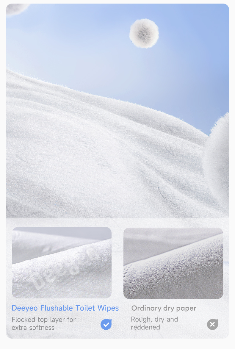 Deeyeo Family Flushable Wipes Affordable Wet Toilet Paper 湿厕纸(80pcs ...