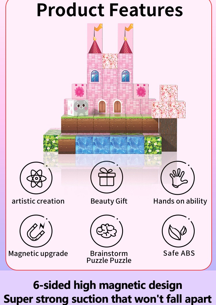 Magnetic Cube Princess Castle World Set Fantasy Girl Building Blocks ...