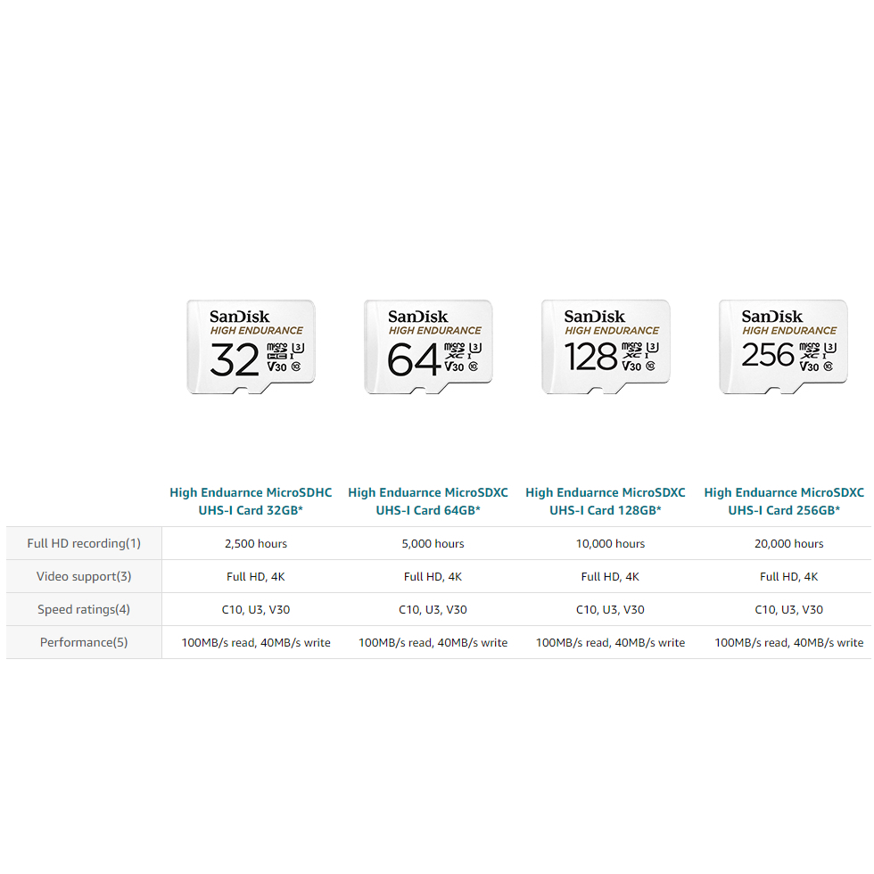 SanDisk High Endurance Memory Card(32GB/128GB/256GB)CCTV Memory Card ...