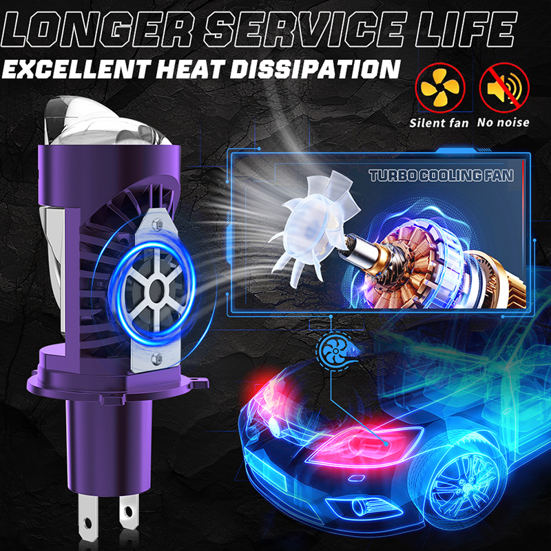 H4 LED Bulbs 3-in-1 Color (3000K/4300K/6000K) Projector Headlight ...