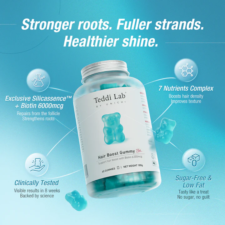 New！！！Unichi Teddy Lab Hair Boost Gummy Plus (60 Gummies) Unichi 养发小熊2. ...