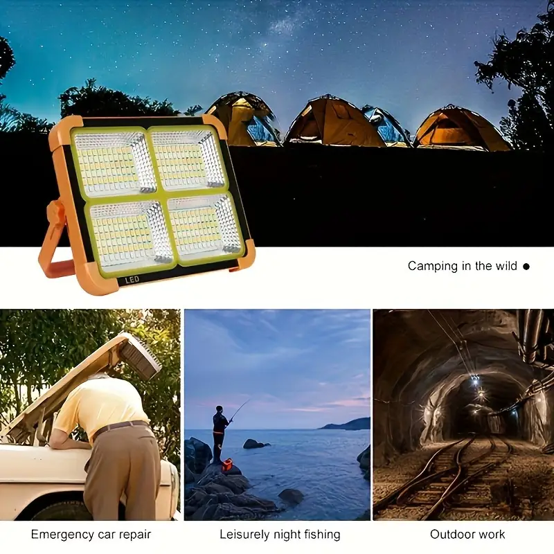 Solar LED Work Light - 288 Ultra-Bright LEDs with 5 Lighting Modes ...