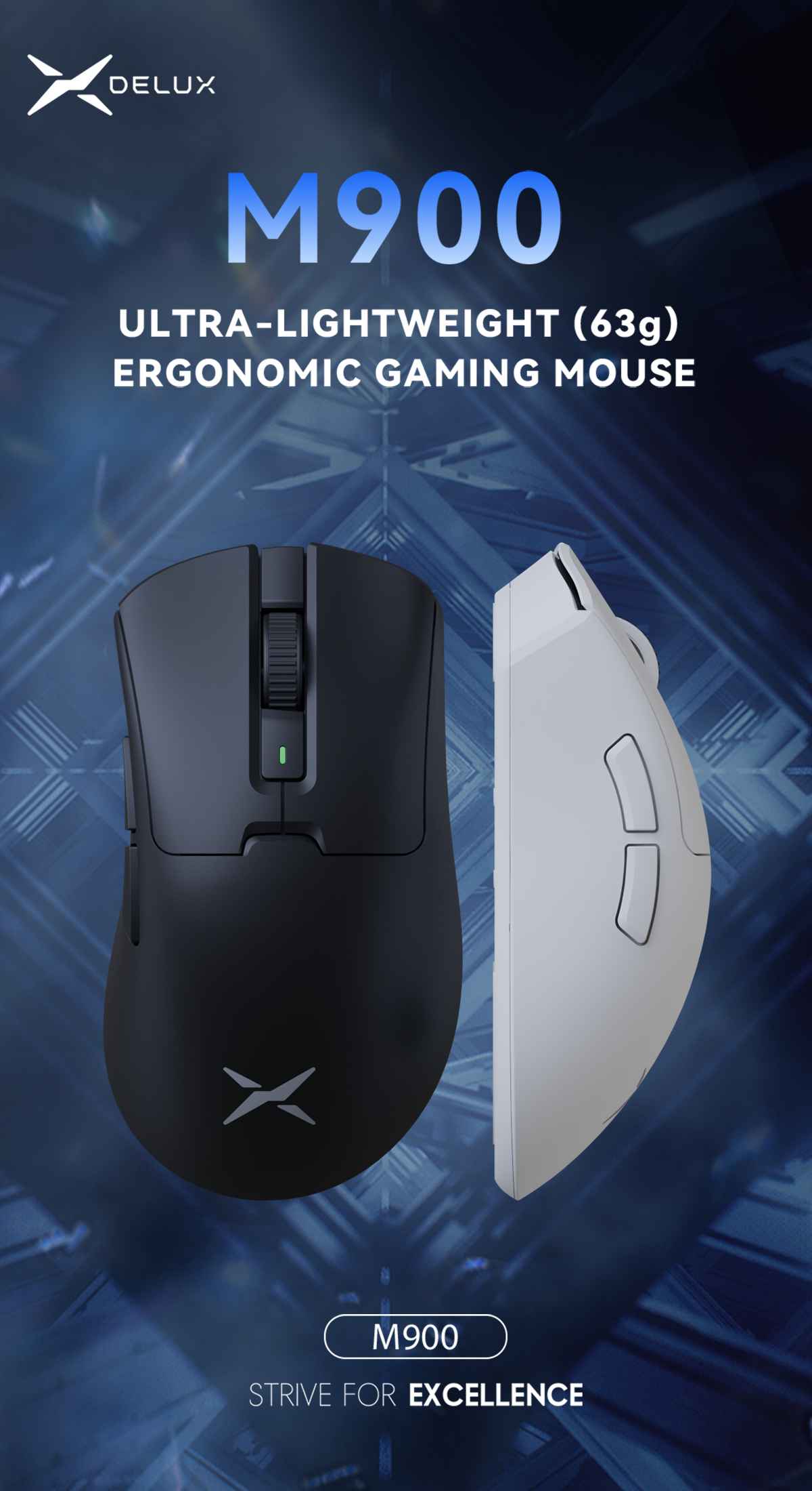 Delux M900 Se PAW3311 Gaming Mouse DPI MAX 12000 Wired 2.4G Wireless ...