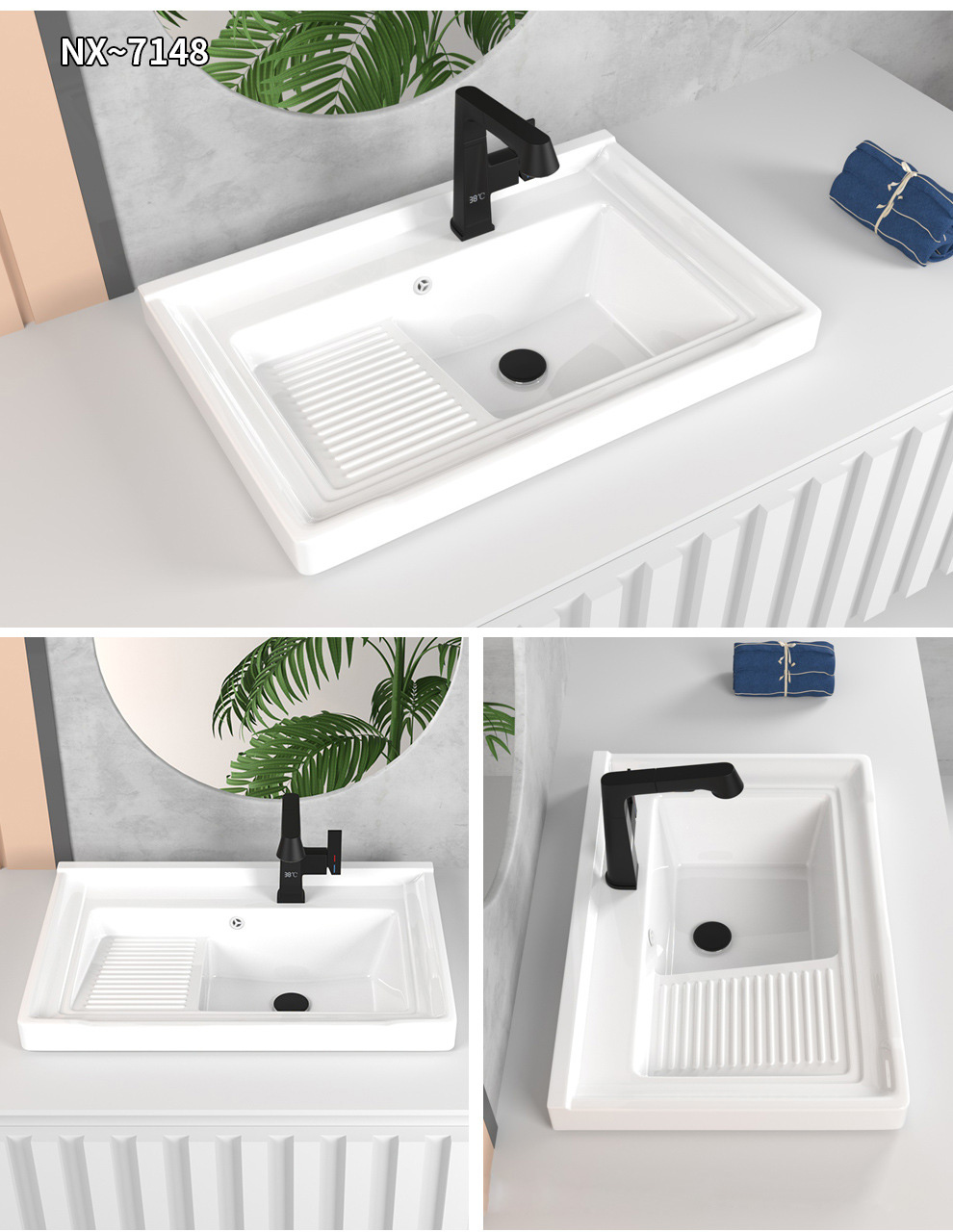 Modern Wash Machine Sink Ceramic Washbasin Countertop Laundry Basin ...