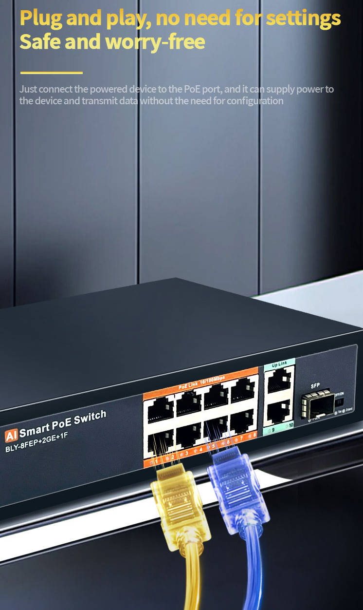 AI Gigabit POE power supply switch standard 4/8 port POE switch 48V ...