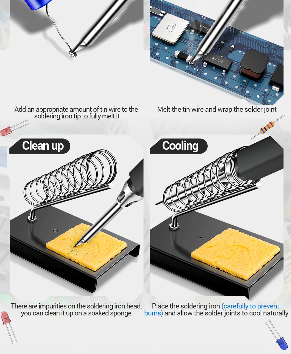 ANENG SL108 Electric Soldering Iron - 96W Adjustable Temperature, Fast ...