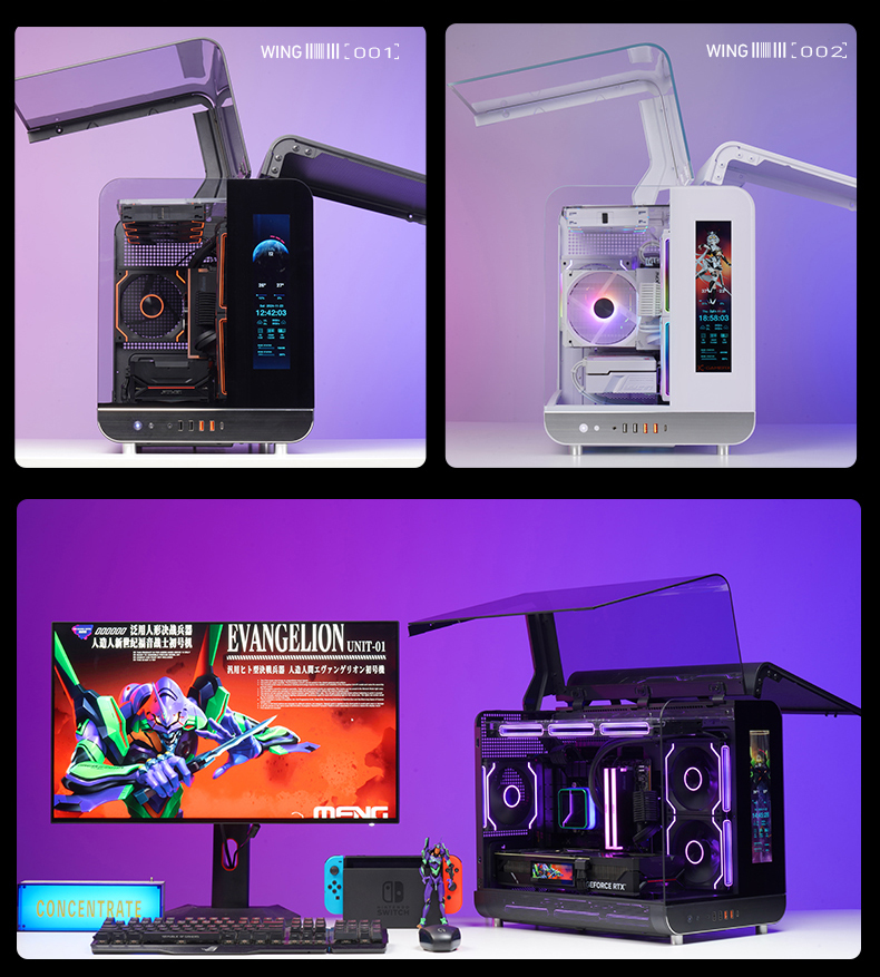 X-GAMERX Future Computer Cases Wings LCD Edition Black Seaview Room ...