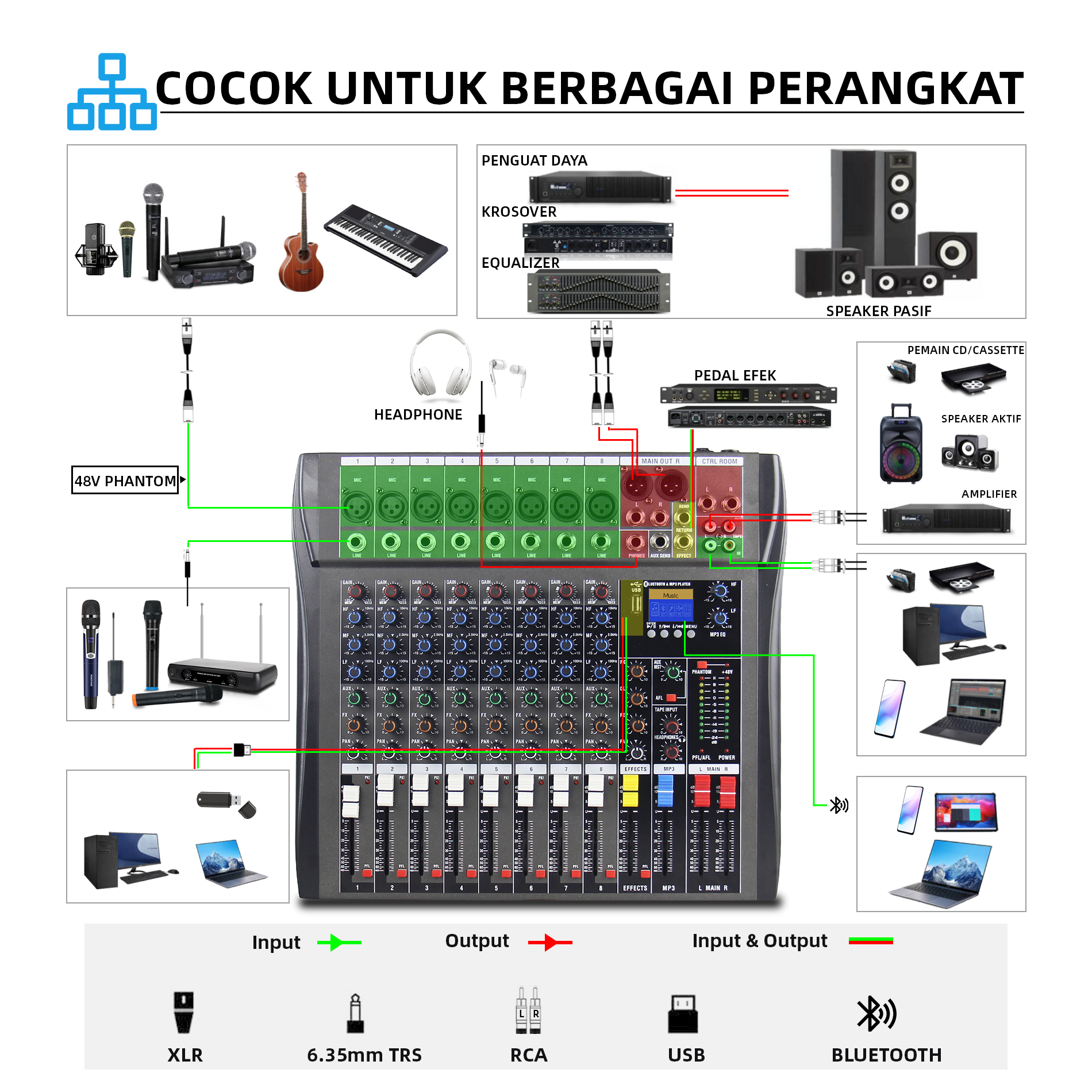 Mixer audio CT06/CT08/CT12 6 channel Equalizer Stereo Graphic Equalizer ...