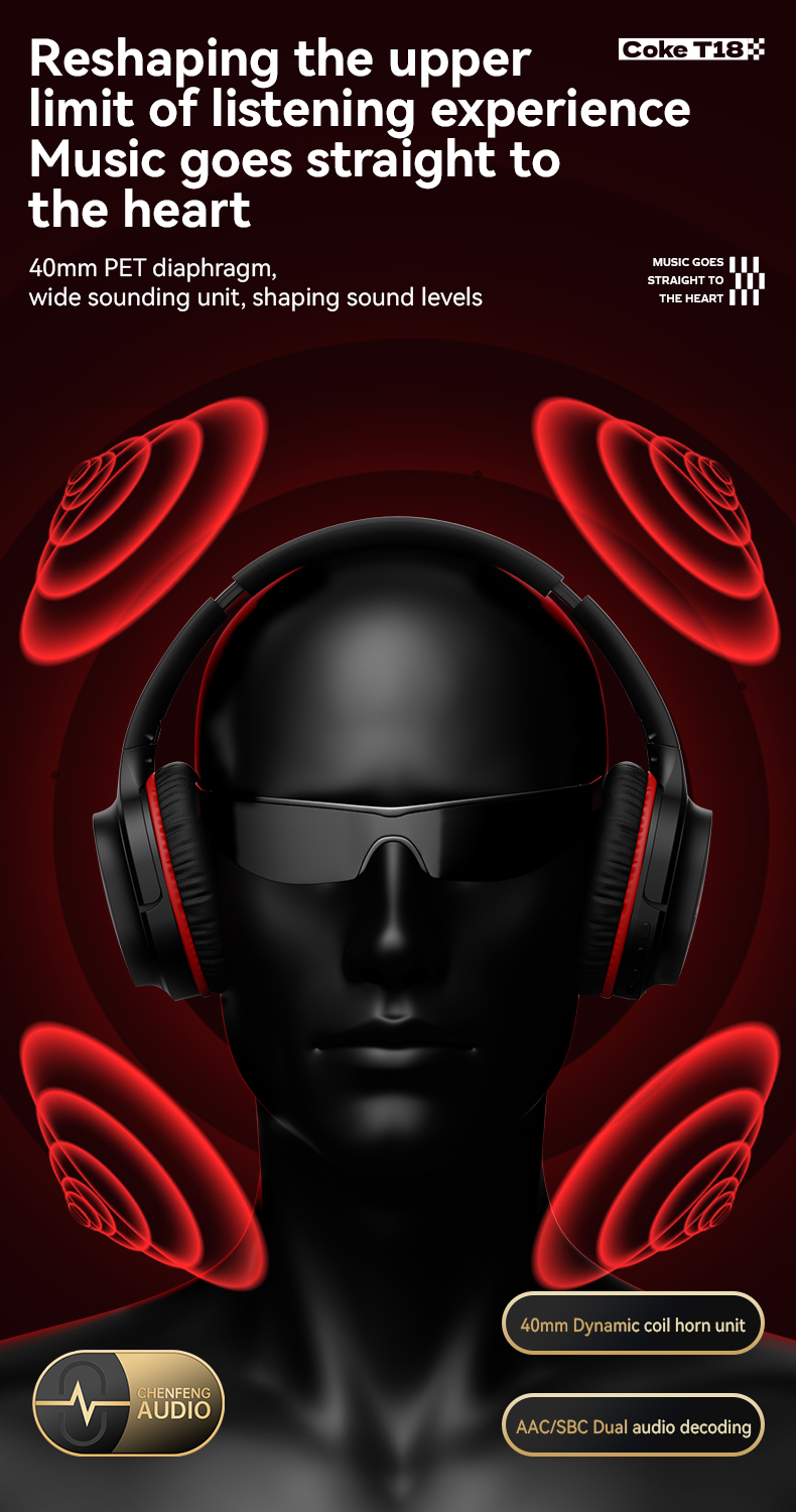 Coca-Cola Co-branded T18 Bluetooth Headphones Touch Control + 46dB ...