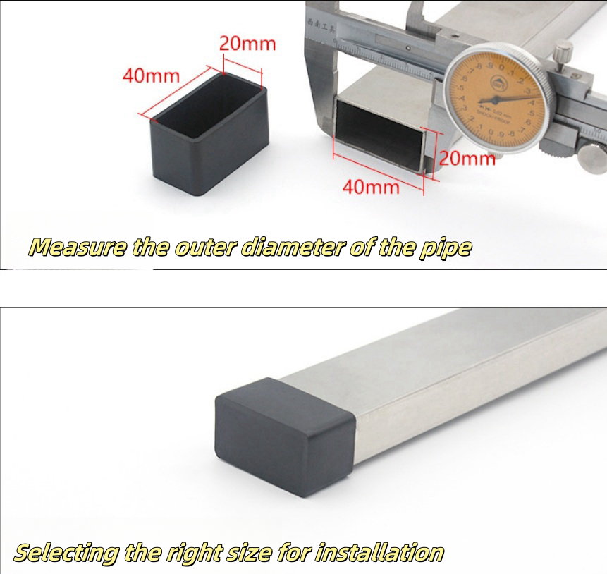 10 20 25 40 50mm Rectangle Furniture leg hollow cover external rubber ...