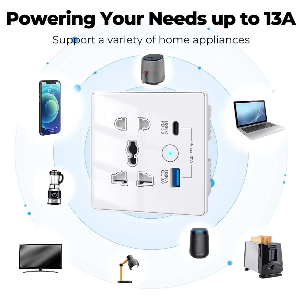 Tuya WIFI Smart Switch With USB Type C Quick Charging QC3.0 Smart ...