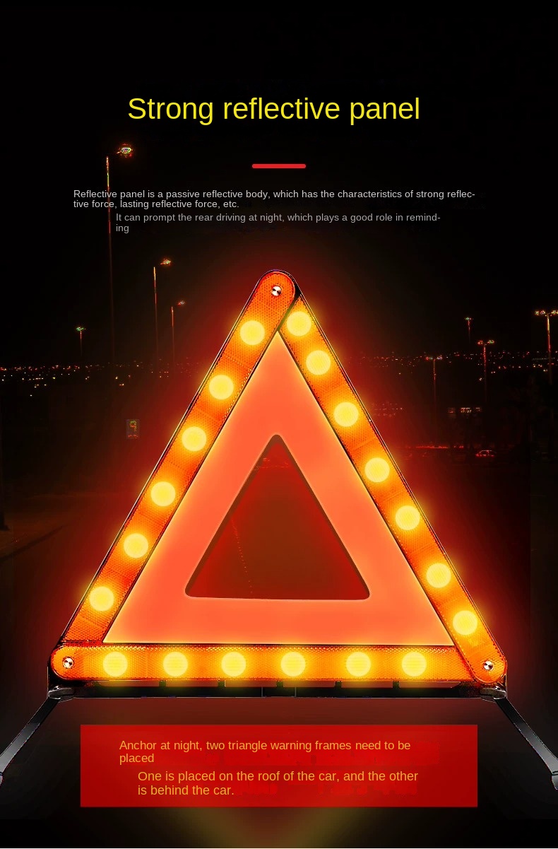 Red Reflective Emergency Breakdown Warning Triangle - Portable Foldable ...
