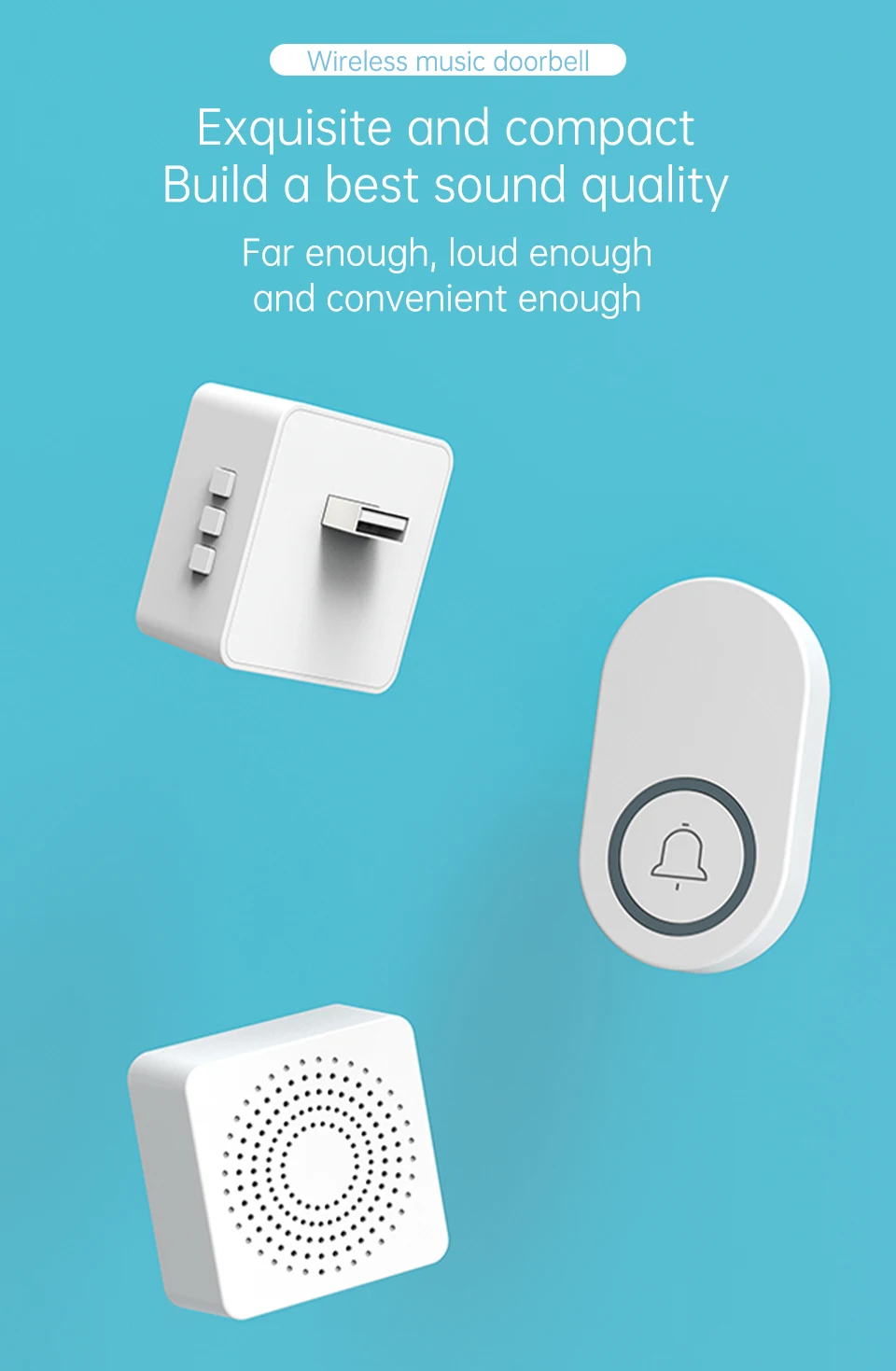 Long-Distance Wireless Doorbell with 150M Range, 60 Melody Options ...