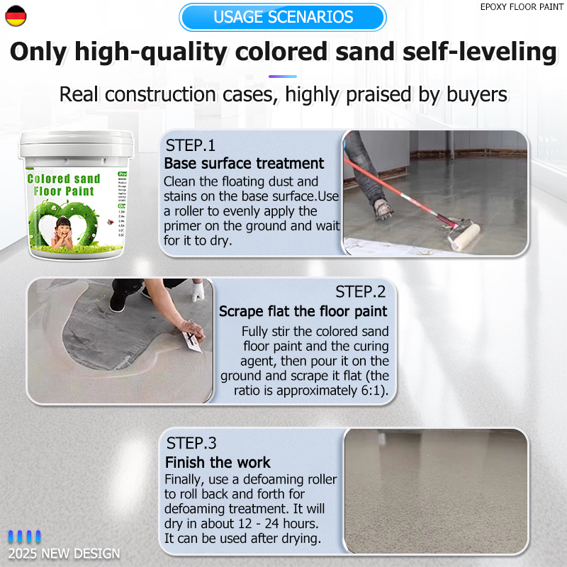【24-hour delivery】epoxy flake coating colored sand floor paint anti ...