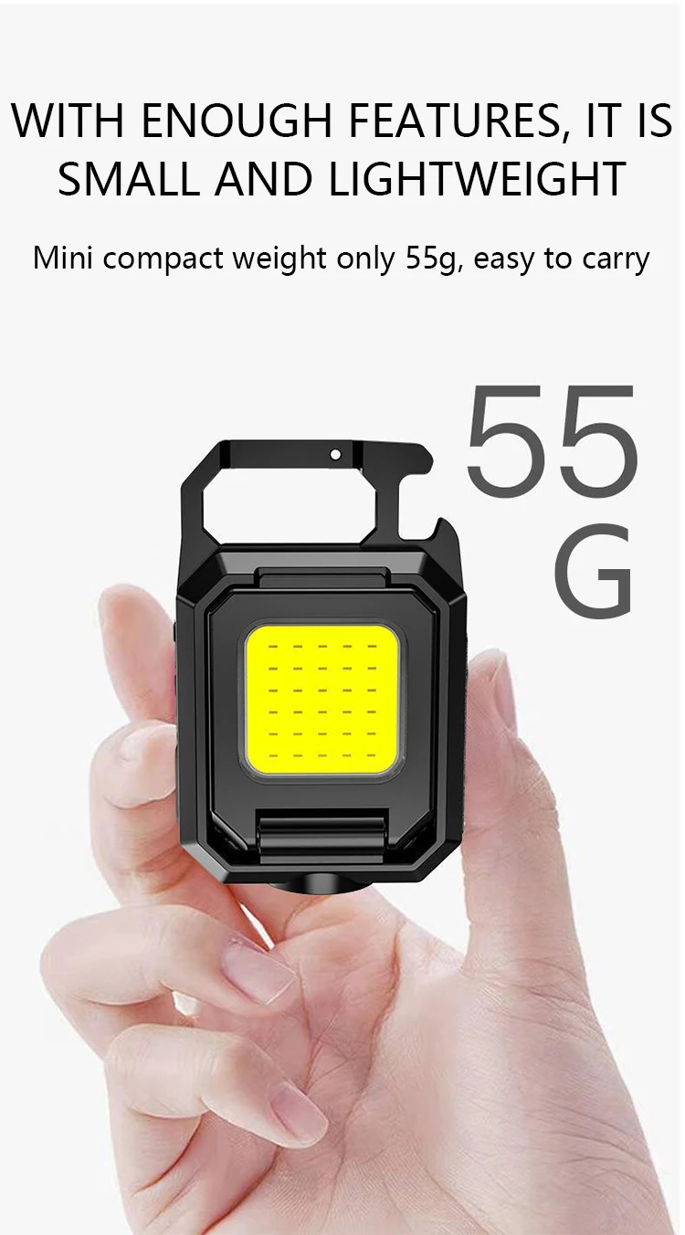 Keychain Work Light 5 Modes, 90° Foldable Light, 1000 Lumen ...