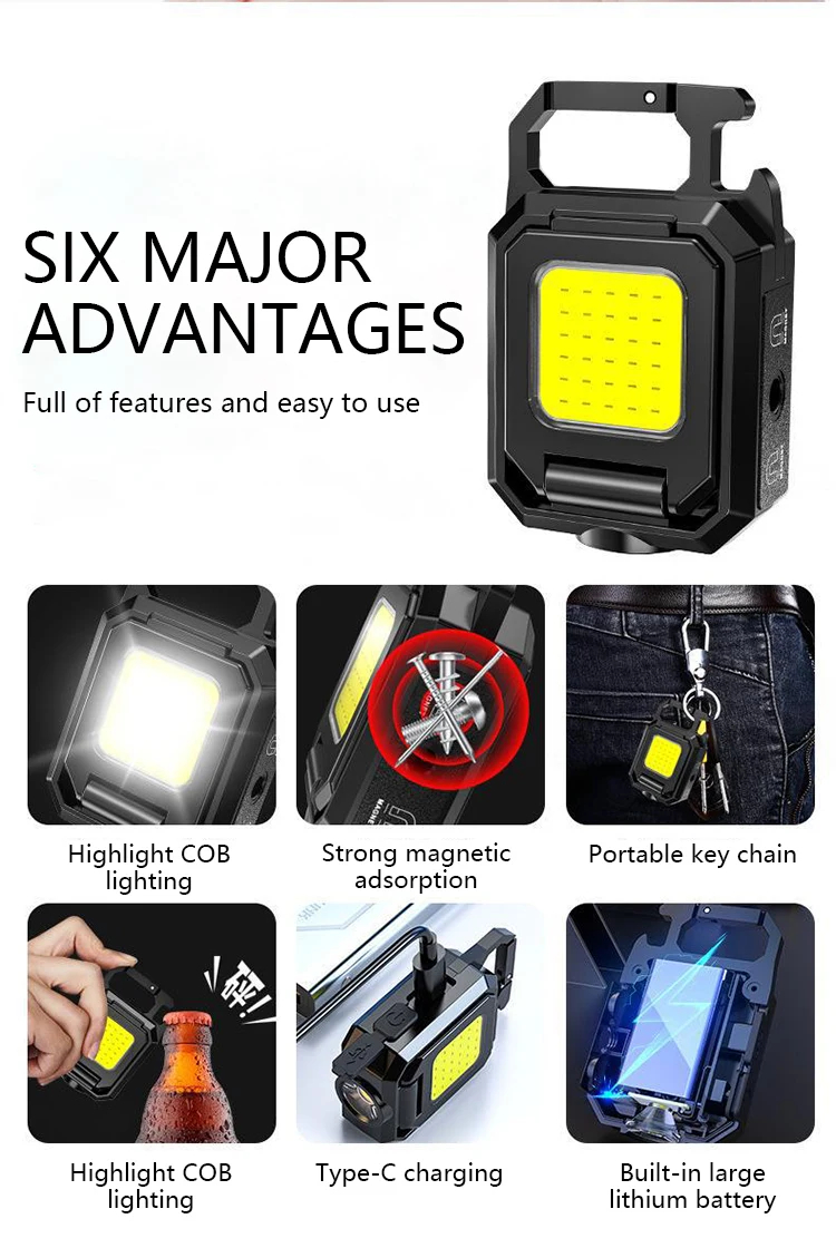 Keychain Work Light 5 Modes, 90° Foldable Light, 1000 Lumen ...