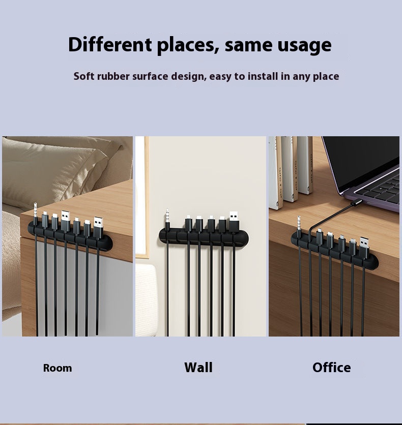 Data Cable Holder Car Cable Organizer Perforation-Free Desktop Charging ...